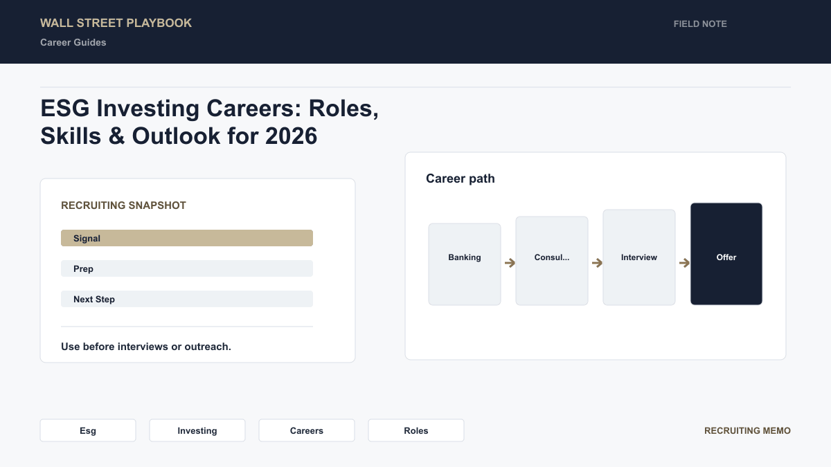 ESG Investing Careers: Roles, Skills & Outlook for 2026 | Wall Street ...